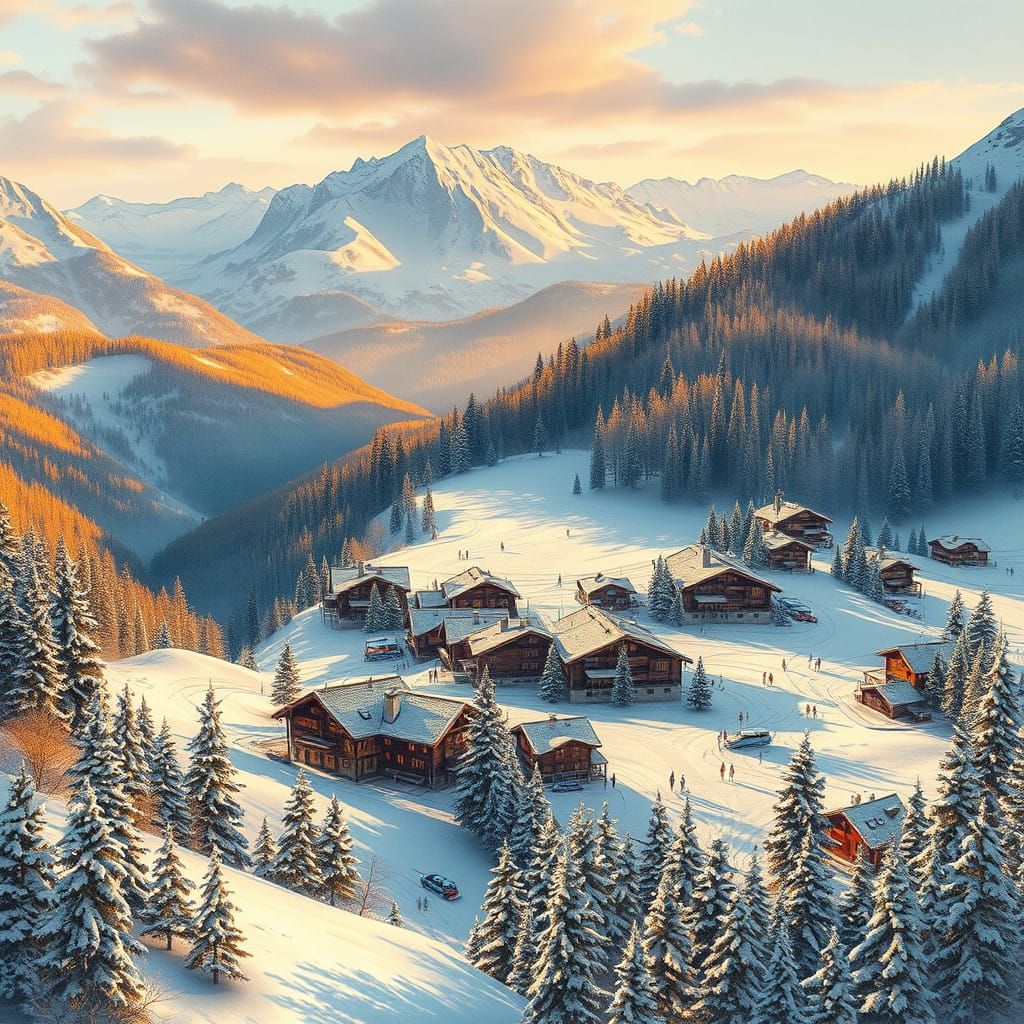 Ski resort in the Alps - Majestic Ski Resort in Golden Alps ...