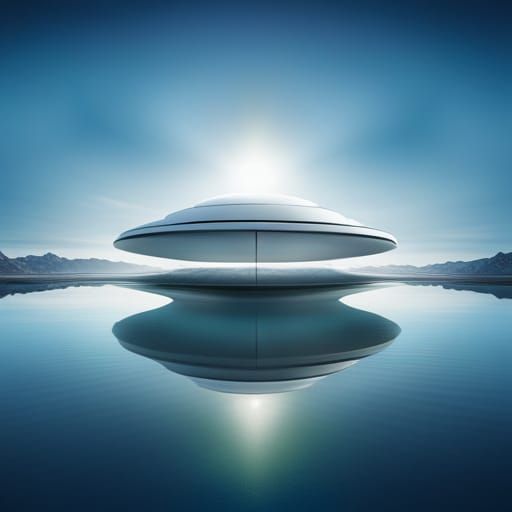 UFO hovering over water - AI Generated Artwork - NightCafe Creator