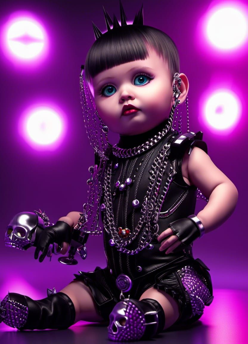 Professional Model Photography of an Emo Goth baby, wearing eye shadow ...