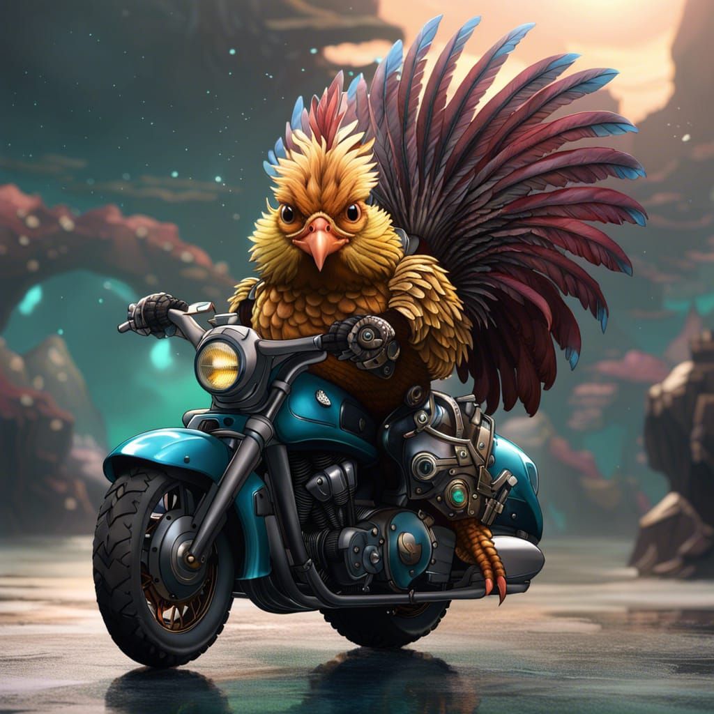 Biker Chicken - AI Generated Artwork - NightCafe Creator
