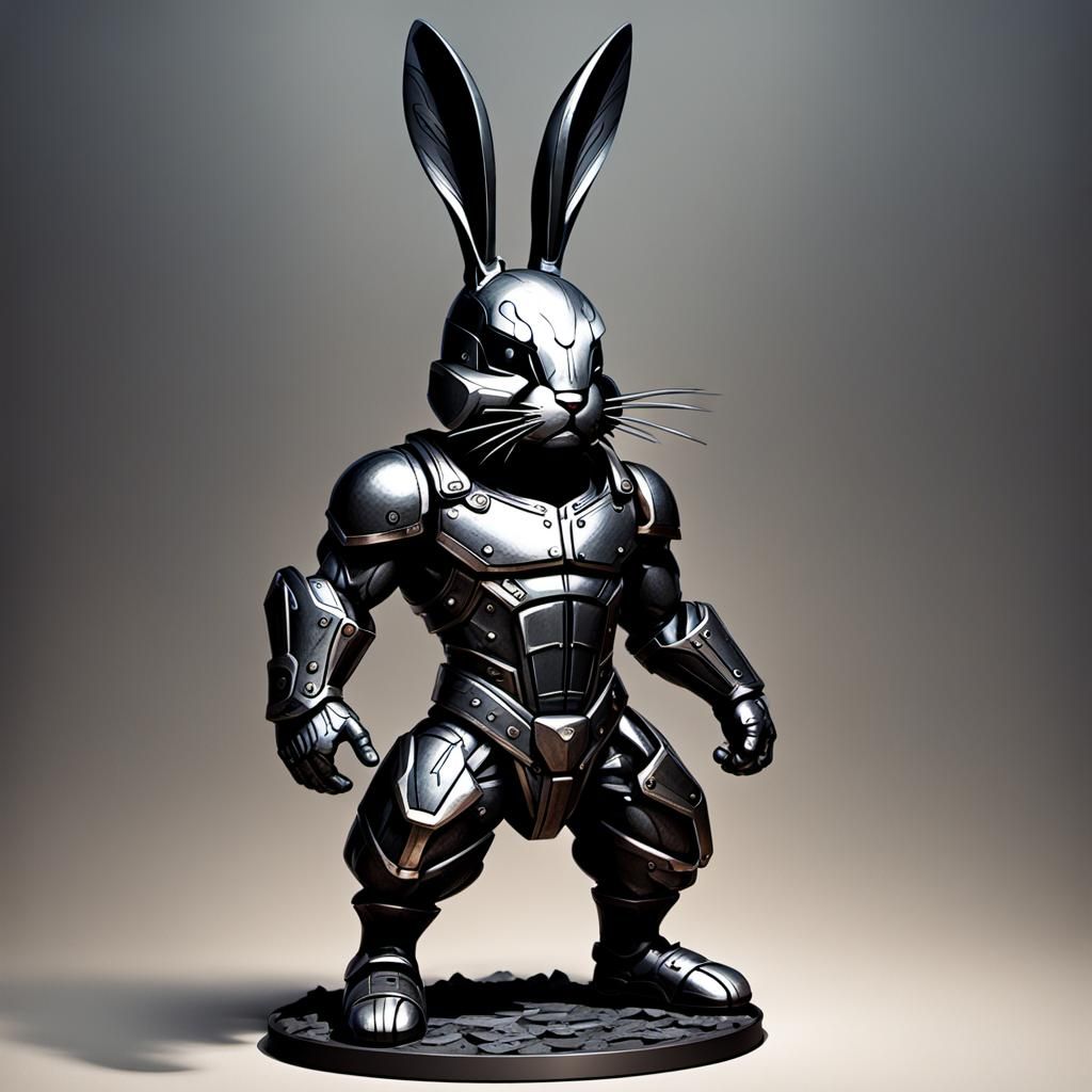 Ebony Bunny Man in iron art style - AI Generated Artwork - NightCafe ...