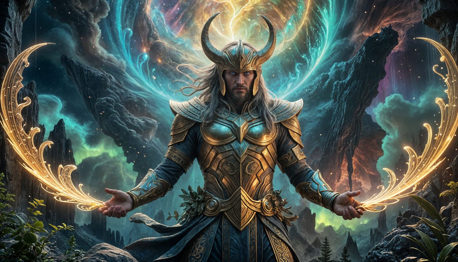 Epic Nordic Gods Palace in Cosmic Astral Illustrat... - AI Art