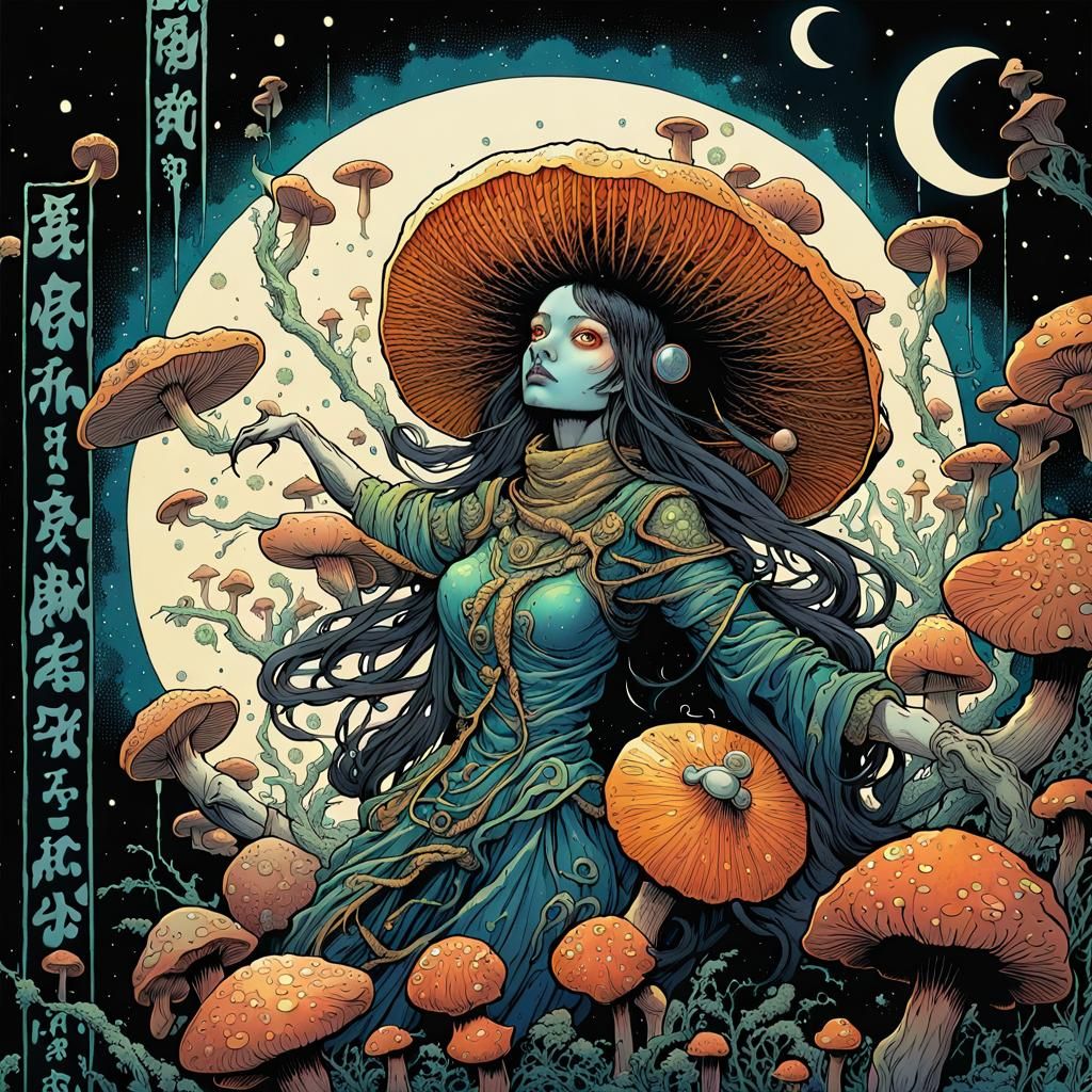 Fungi Girl 12094 - AI Generated Artwork - NightCafe Creator