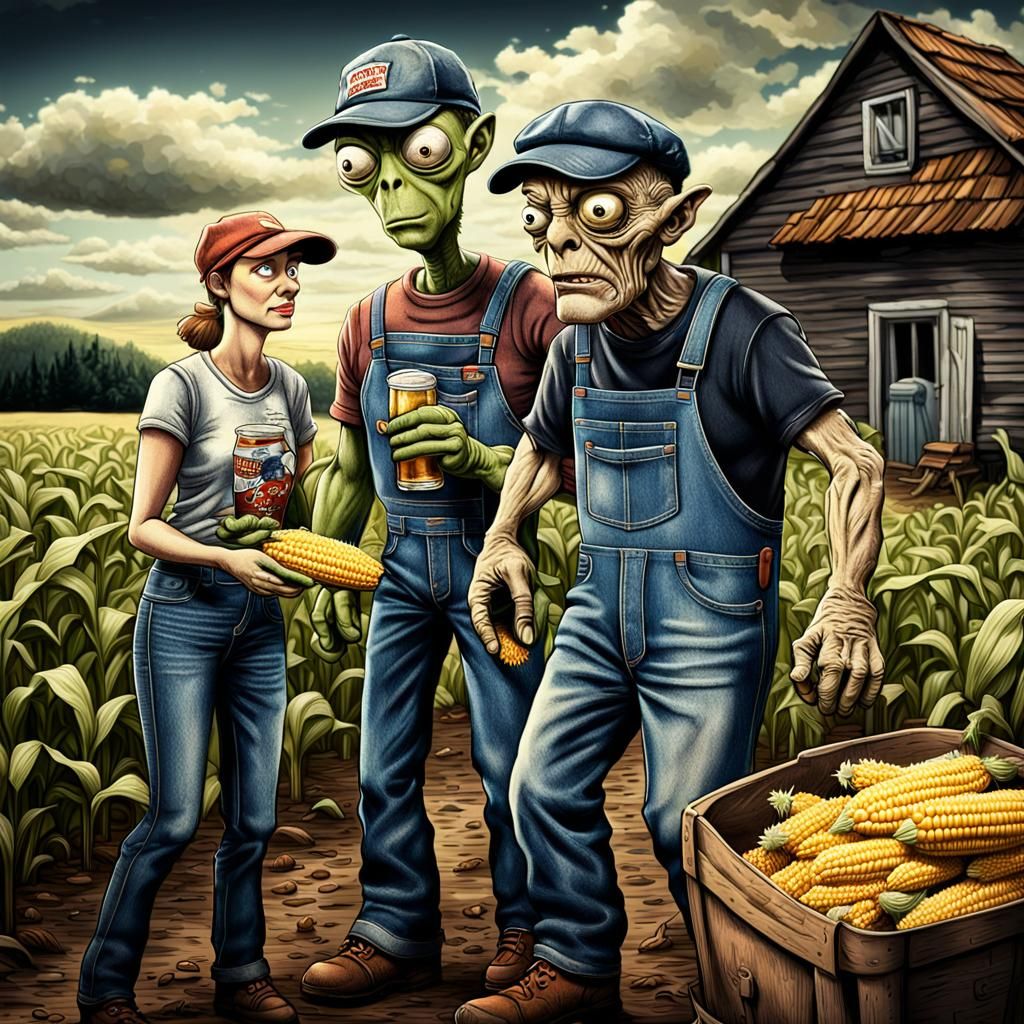 Alien migrant workers on my aunt's farm - AI Generated Artwork ...