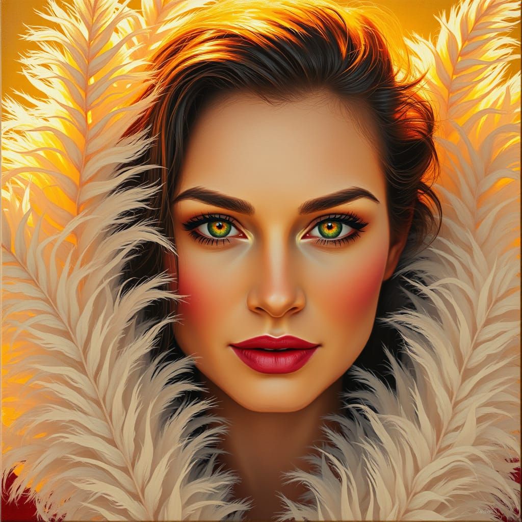 Sunset eyes - Sunset Eyes: Vibrant Portrait in Gouache and W...