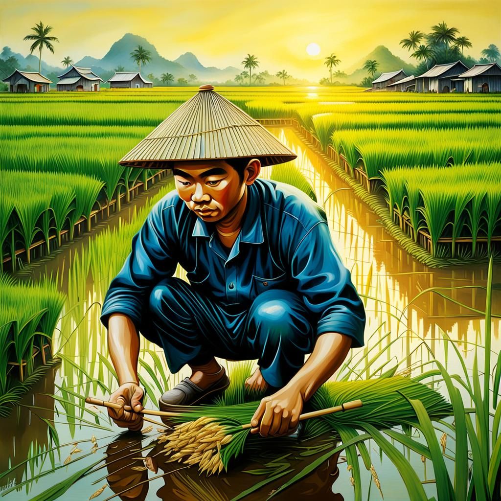 Rice-paddy worker - AI Generated Artwork - NightCafe Creator
