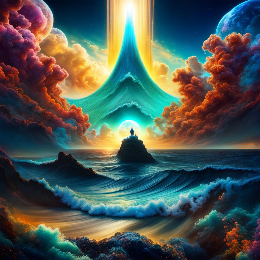 ocean of cosmos, del mar, abstract emerging god of sea cinematic ...