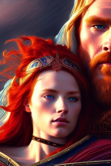 Norse Mythological Couples: Thor and Sif : r/nightcafe