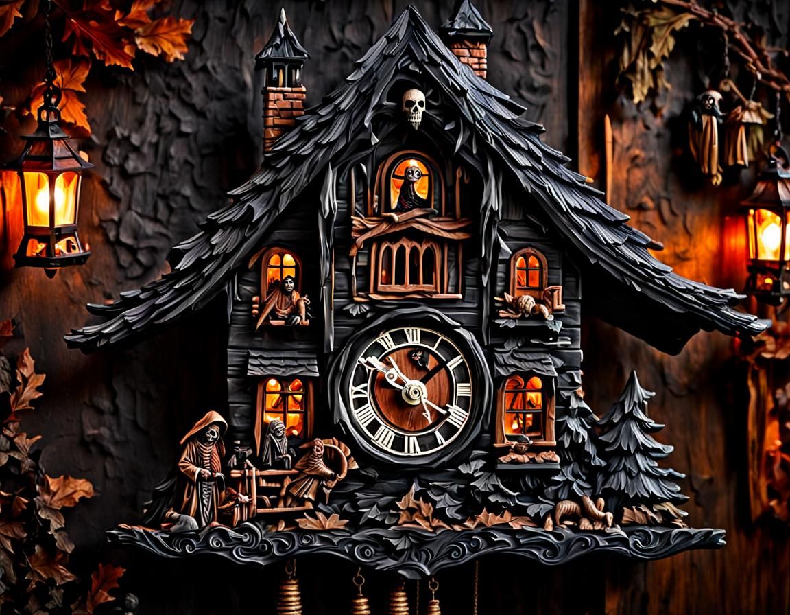 Grim Reaper cuckoo clock - AI Generated Artwork - NightCafe Creator
