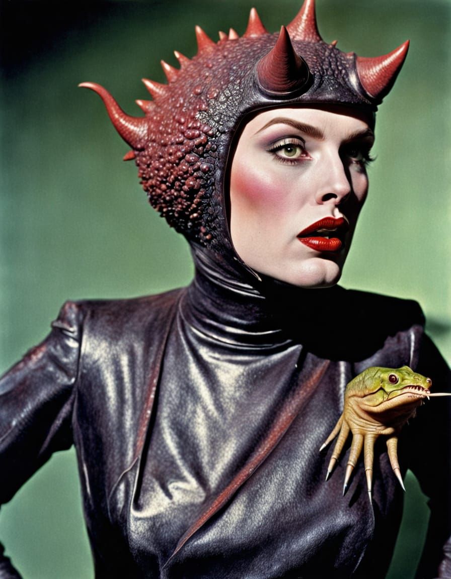 Evil Beauty in Dinosaur Helmet - Evil Beauty in Dinosaur Hel...