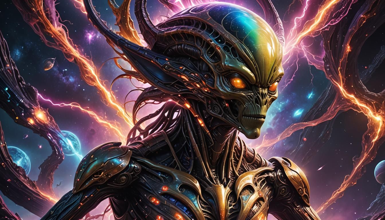 Alien with lightning powers - AI Generated Artwork - NightCafe Creator