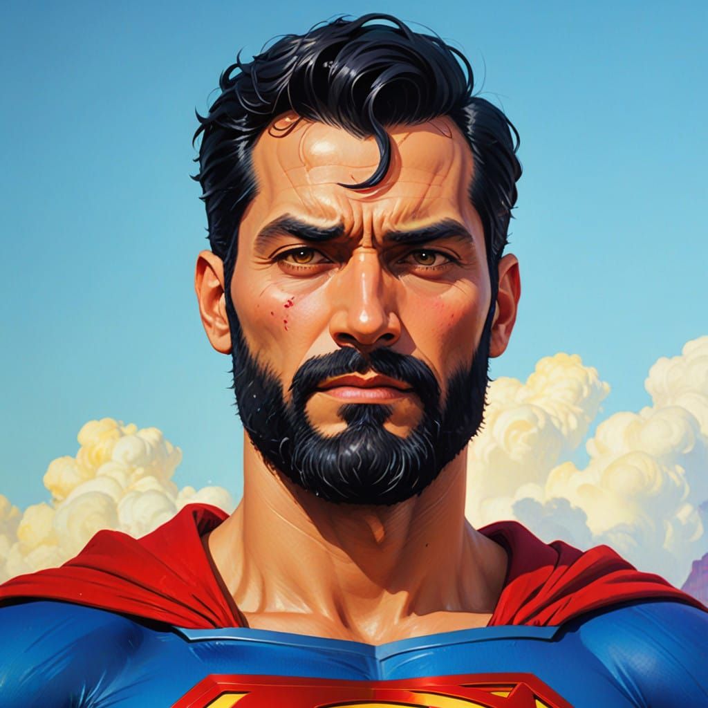 Kal El · Bearded Superman - Angry Superman with Fiery ...