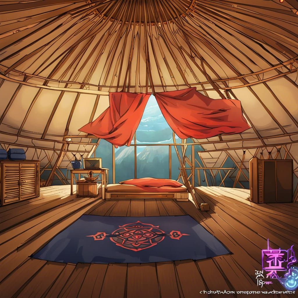 The interior of a nomandic Mongol Yurt. - AI Generated Artwork ...
