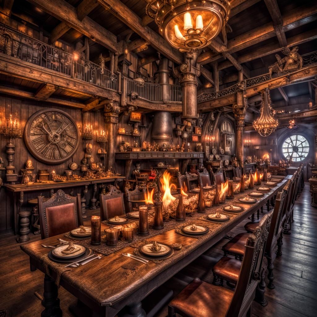 Steampunk hall - AI Generated Artwork - NightCafe Creator