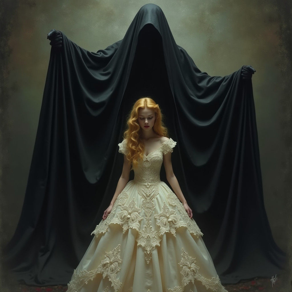 Dark Cloaked Figure Shrouds Princess Aurora in Mys... - AI Art