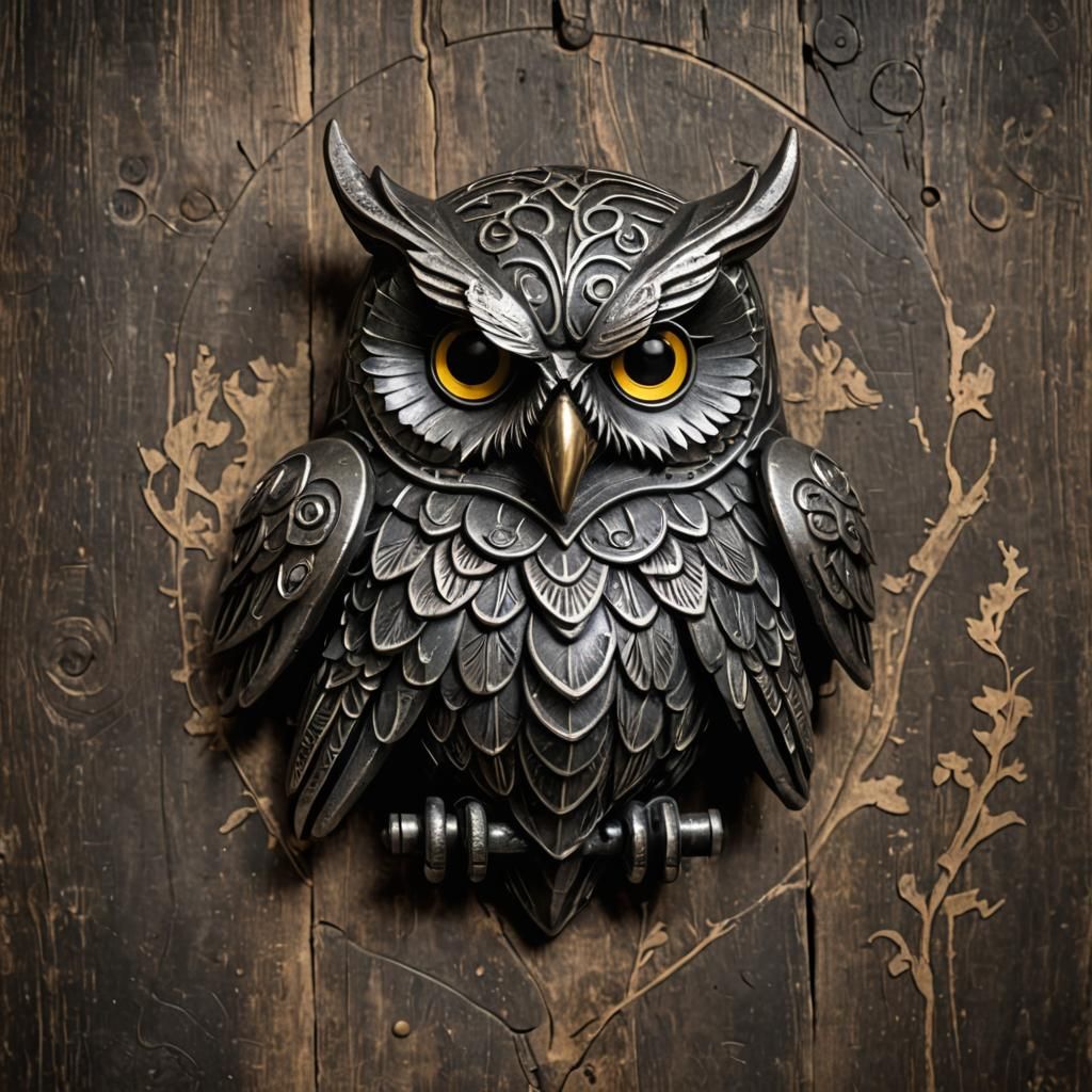 Iron owl - AI Generated Artwork - NightCafe Creator
