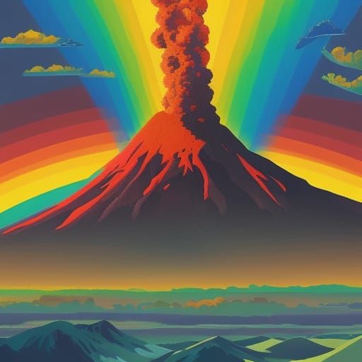 Rainbow volcano - AI Generated Artwork - NightCafe Creator