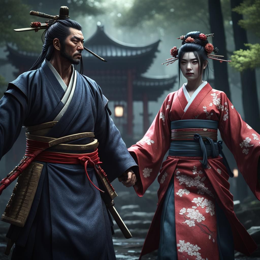 (samurai_couple and geisha)(cinematic)(HD) 1 - AI Generated Artwork ...