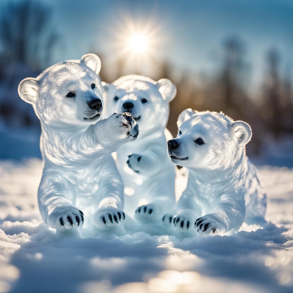 Polar Bear Cubs Of Ice - AI Generated Artwork - NightCafe Creator