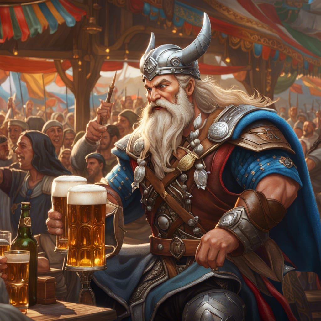 Thor drinking beer version 2 - AI Generated Artwork - NightCafe Creator