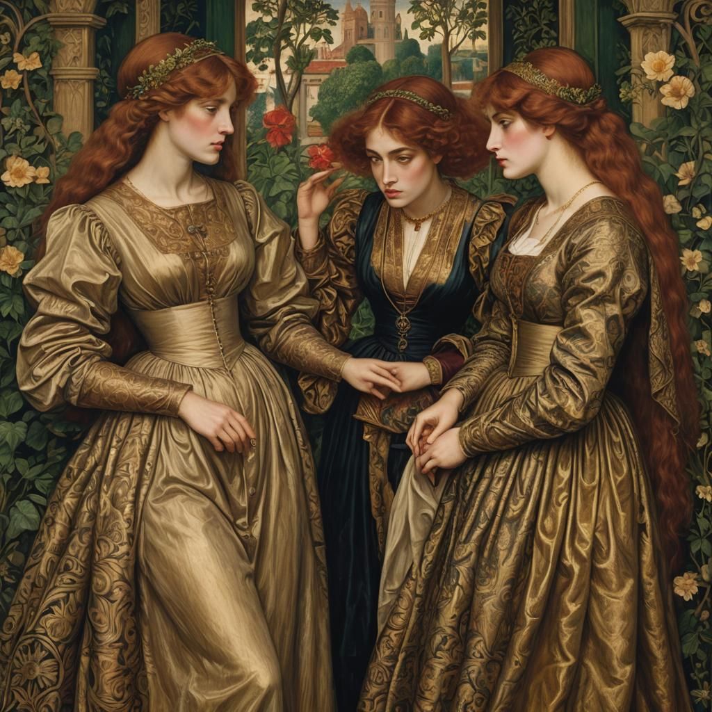 Art by Dante Gabriel Rossetti, Quattrocento Renaissance style, two ...