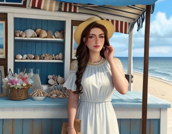 Suzie sells Seashells by the Seashore - AI Generated Artwork - NightCafe Creator