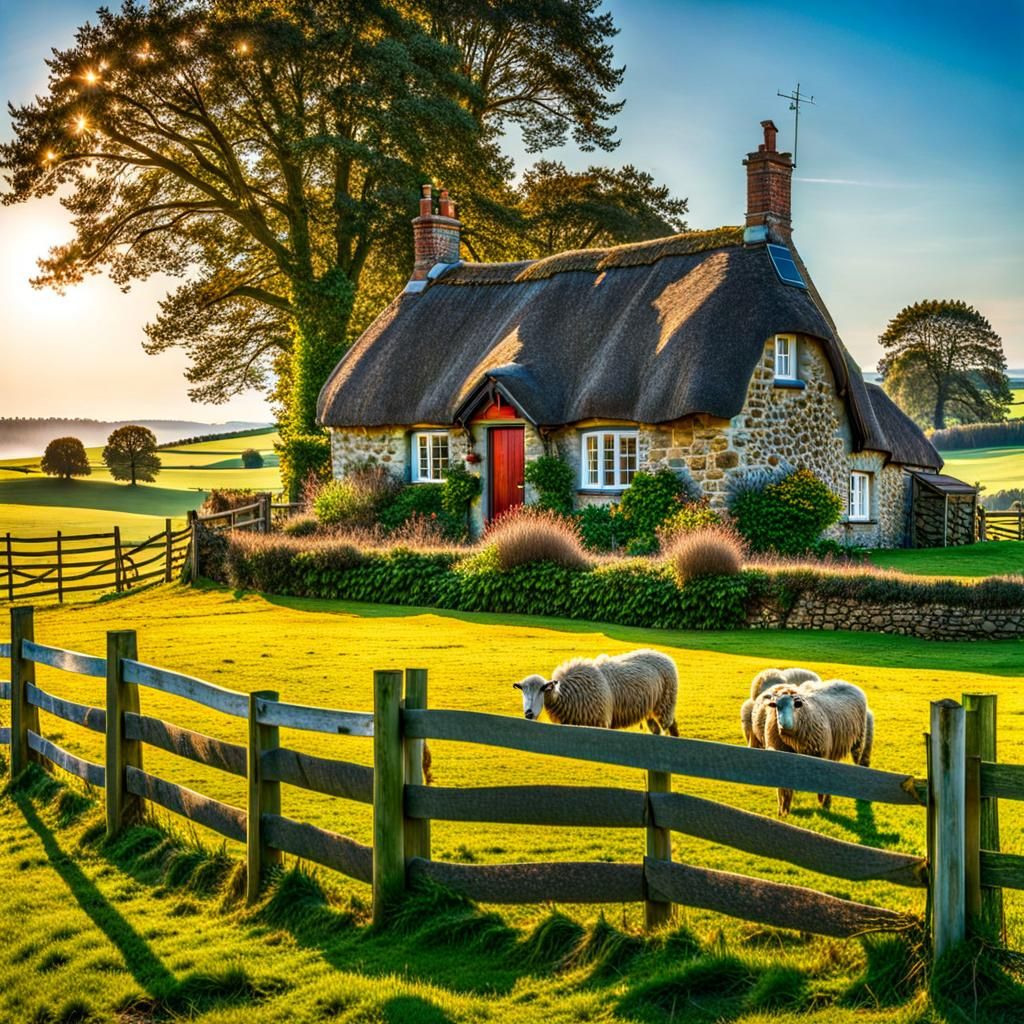 Cottage Farm - AI Generated Artwork - NightCafe Creator