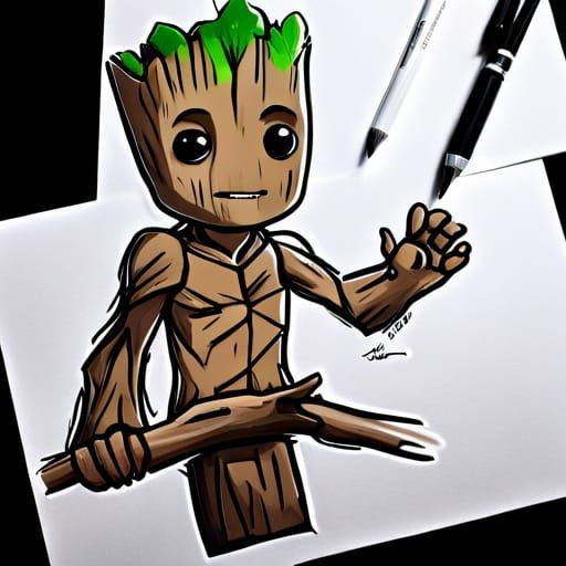 Full body image of Groot from Guardians of the Galaxy 3. by artist ...