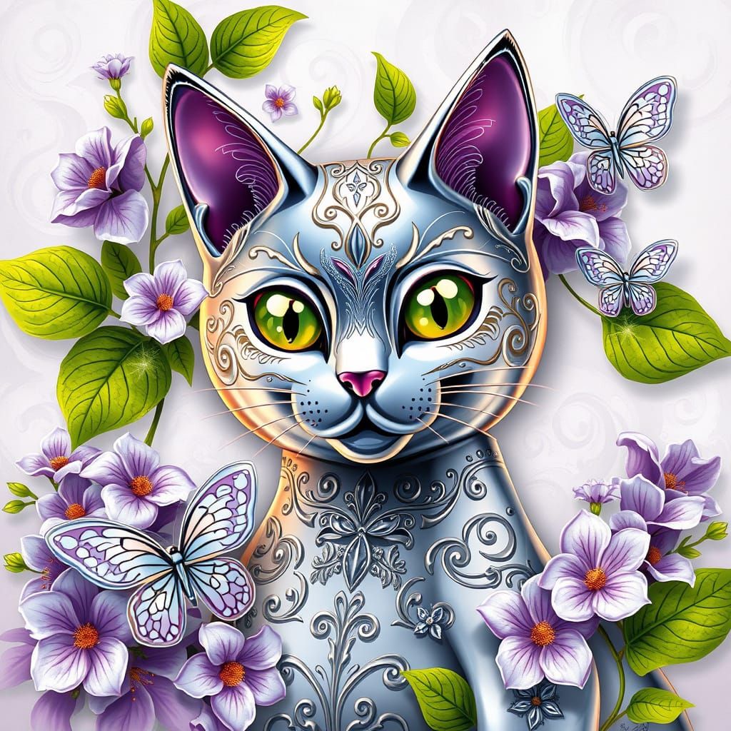 🌿🪻🌿ʚĭɞ💜🐾Vintage Chrome Cat🐈💜ʚĭɞ🌿🪻🌿