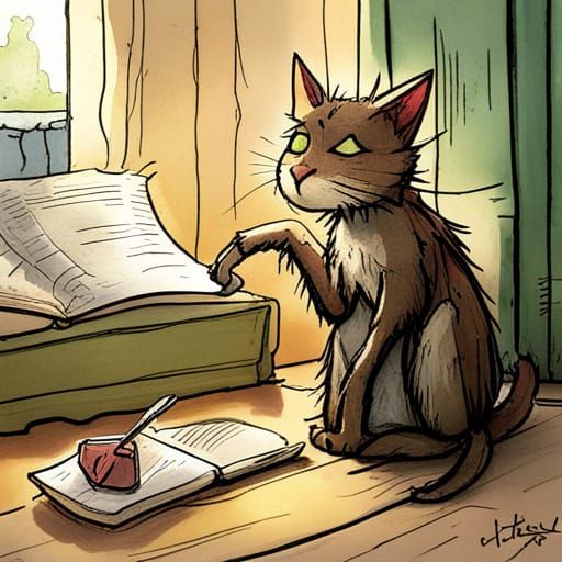 cat by Tony DiTerlizzi and Quentin Blake - AI Generated Artwork ...