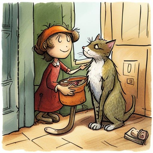 cat by Tony DiTerlizzi and Quentin Blake - AI Generated Artwork ...