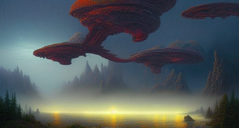 An alien landscape Epic cinematic brilliant stunning intricate ...