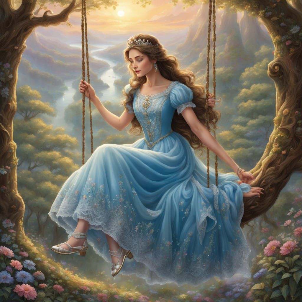 Cinderella sitting on a swing - Serene Princess on Enchanted...
