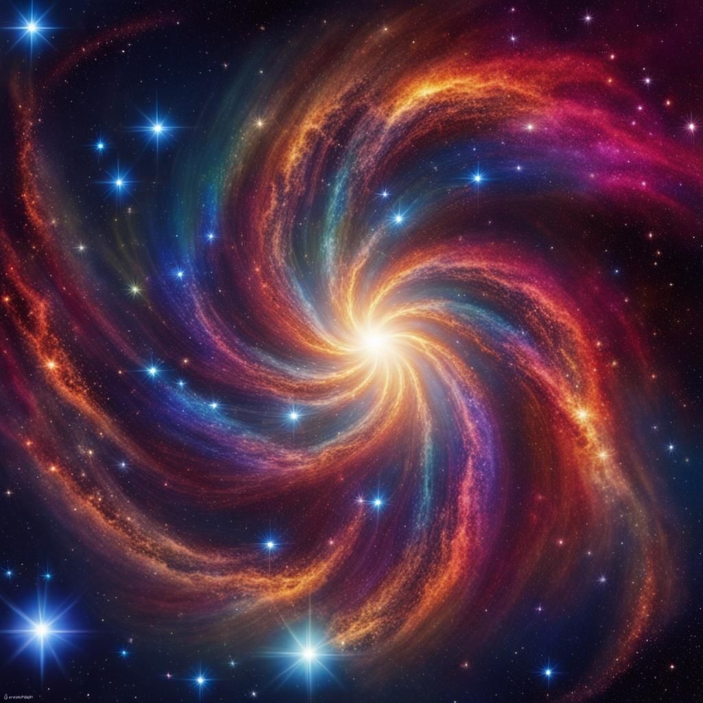 Supernova exploding in a starry sky /super bright stars, swirl sparkle ...