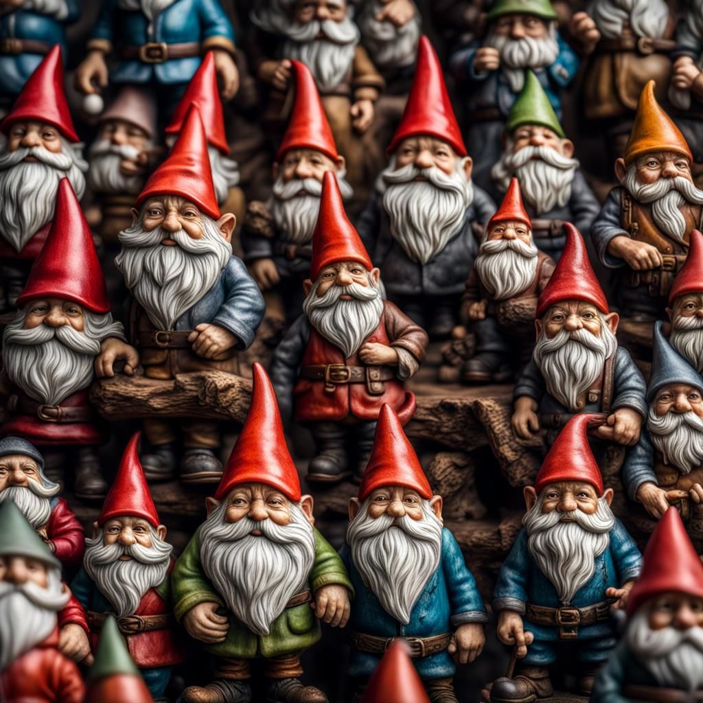 collection of gnomes, figurines - Hyperrealistic Gnome Figur...