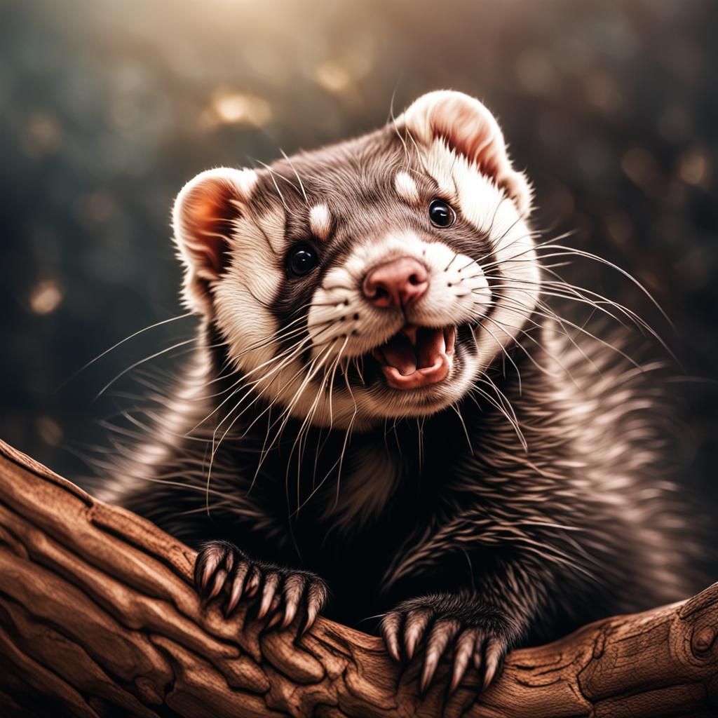 Happy playful ferret - AI Generated Artwork - NightCafe Creator
