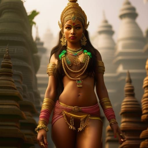 Indian Apsara in Temple complex - AI Generated Artwork - NightCafe Creator