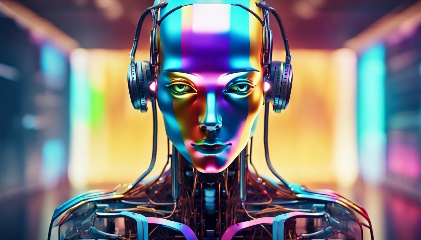 A news reading android with a human face. 8k resolution concept art ...