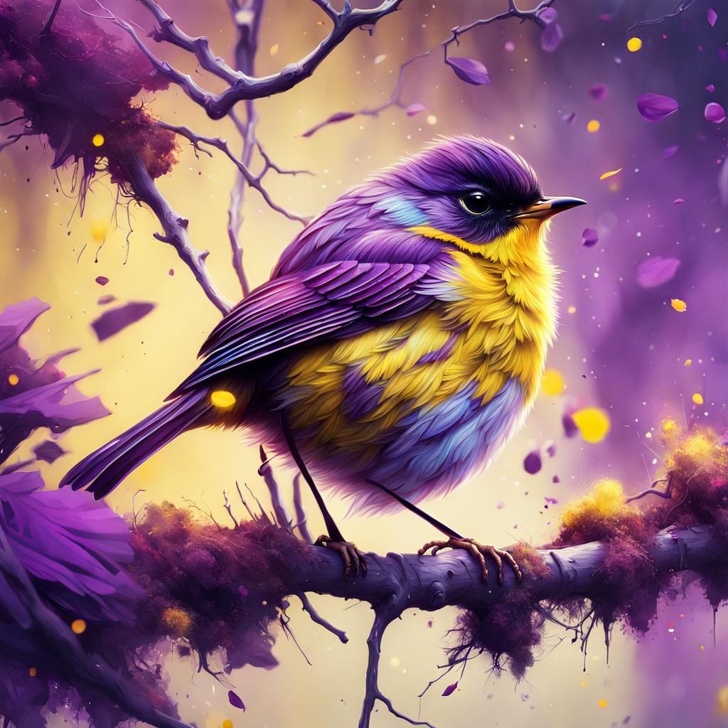 Fluffy Colorful Purple Robin 💜🪶 - AI Generated Artwork - NightCafe Creator