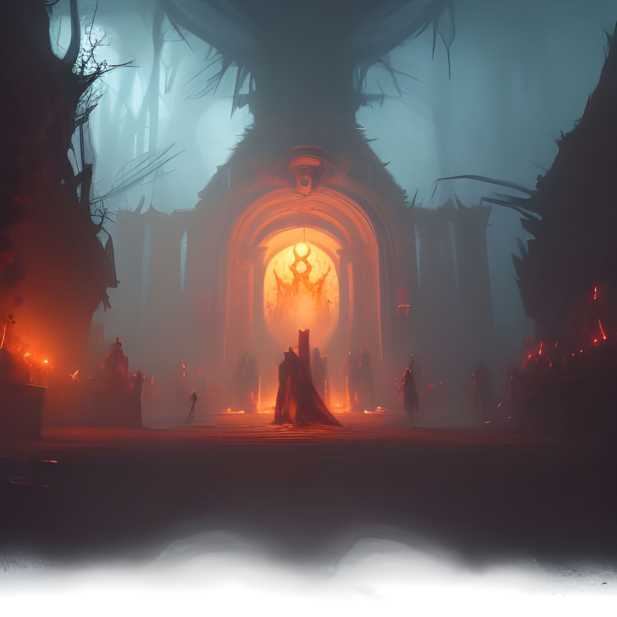 Glowing Entrance to hell with witches, made @NightCafeStudio : r/nightcafe