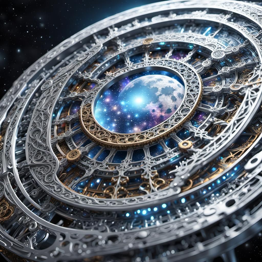 Metal Filagree Space Grid Moon Shield - AI Generated Artwork ...