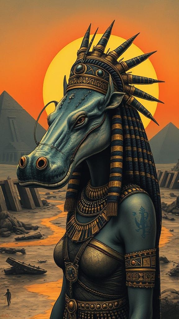 Taweret, the Egyptian Goddess of Fertility, Depicted with a ...