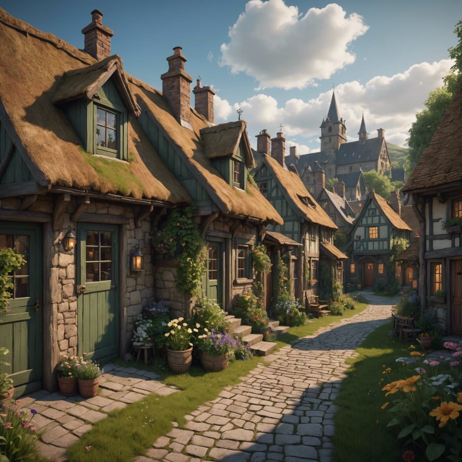A cute HDRI of a little town with cottages and dirth paths - AI ...