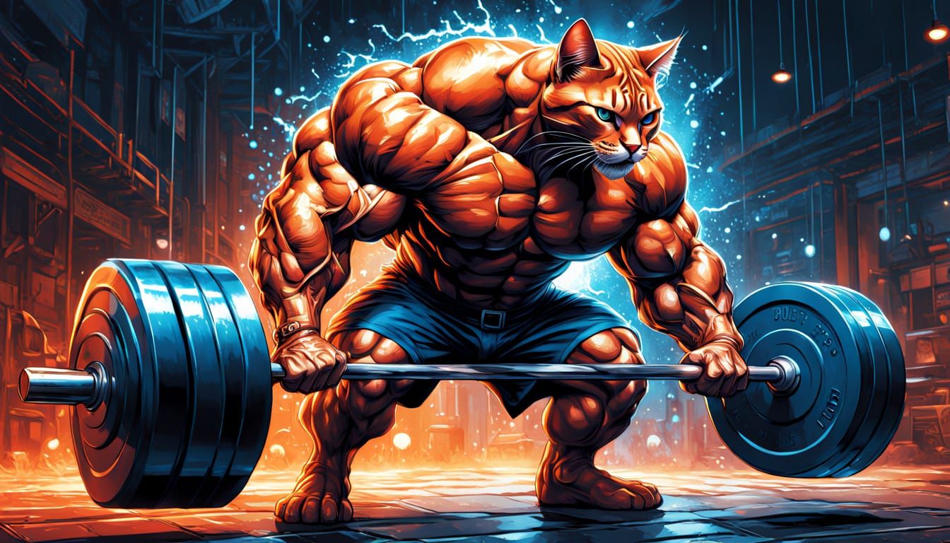 Muscular Bodybuilder Cat in Hyper-Realistic Comic ... - AI Art