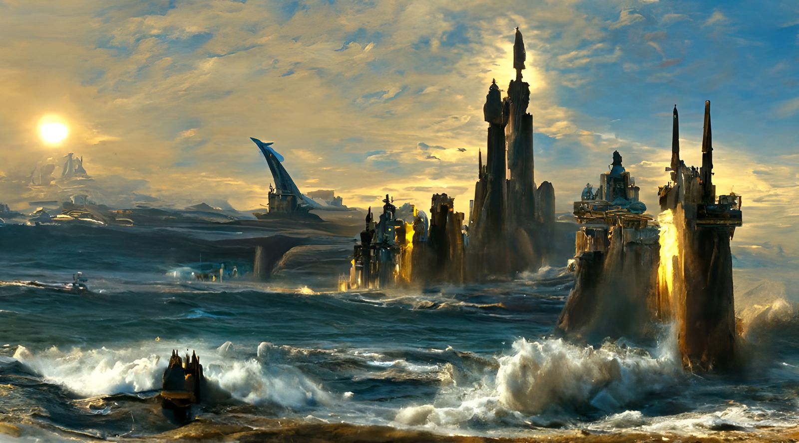 Atlantis rises from the ocean - AI Generated Artwork - NightCafe Creator