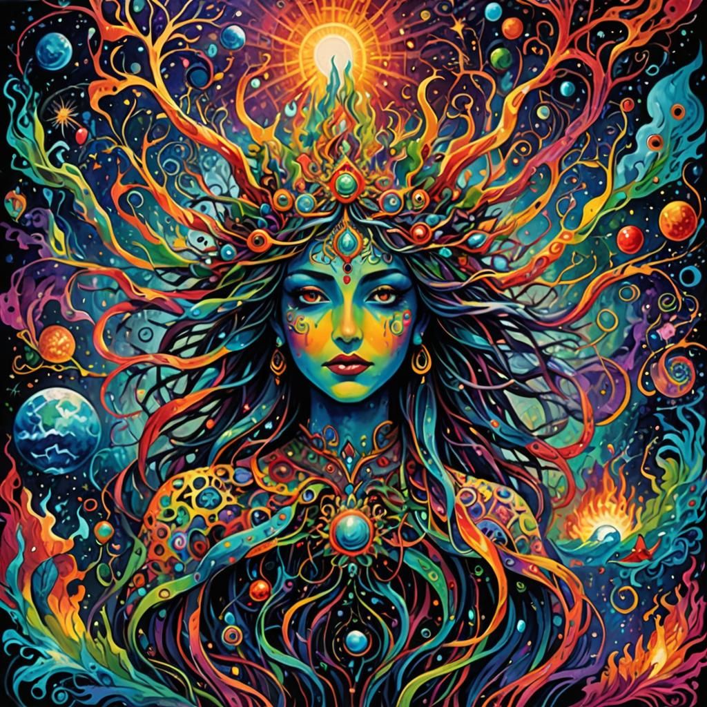 Spirit of Rapture deep color psychedelic art entangled - AI Generated ...