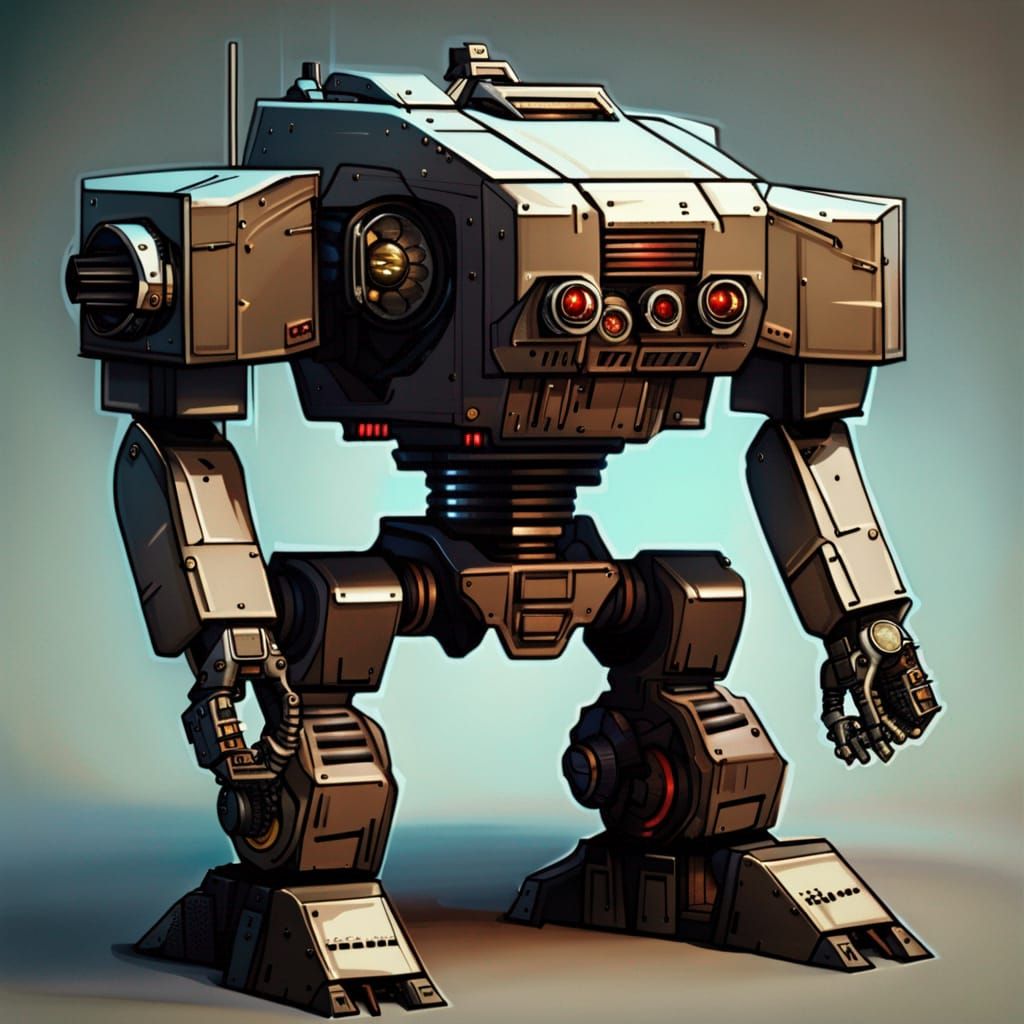 War Robot, full size, front view, 80's battletech style, - AI Generated ...