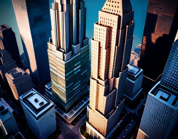 Dense downtown skyscrapers. Unreal engine, detailed painting ...