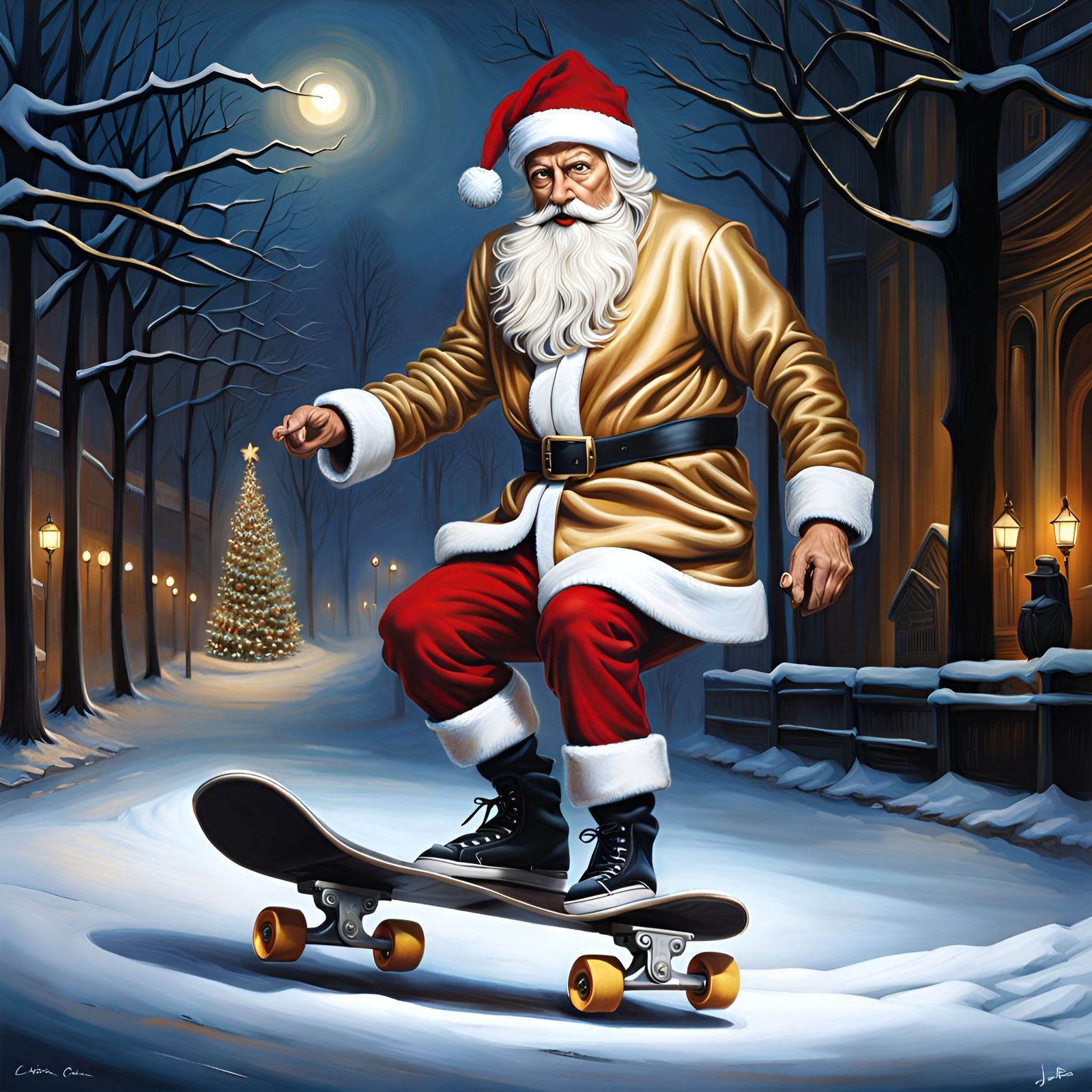 Skating Santa - AI Generated Artwork - NightCafe Creator