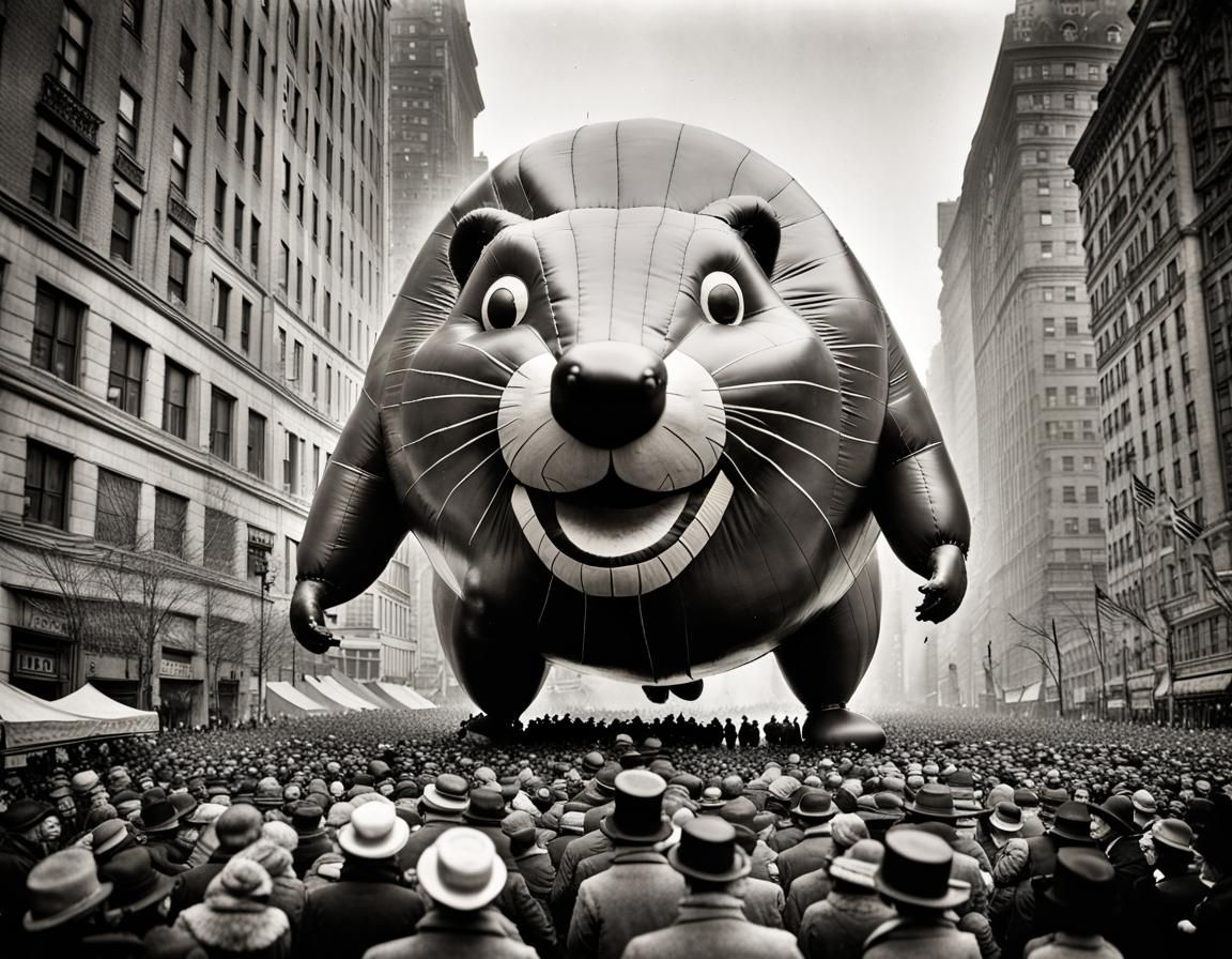 Vintage Photograph of the Beaver Balloon at the Macy's Thanksgiving Day ...